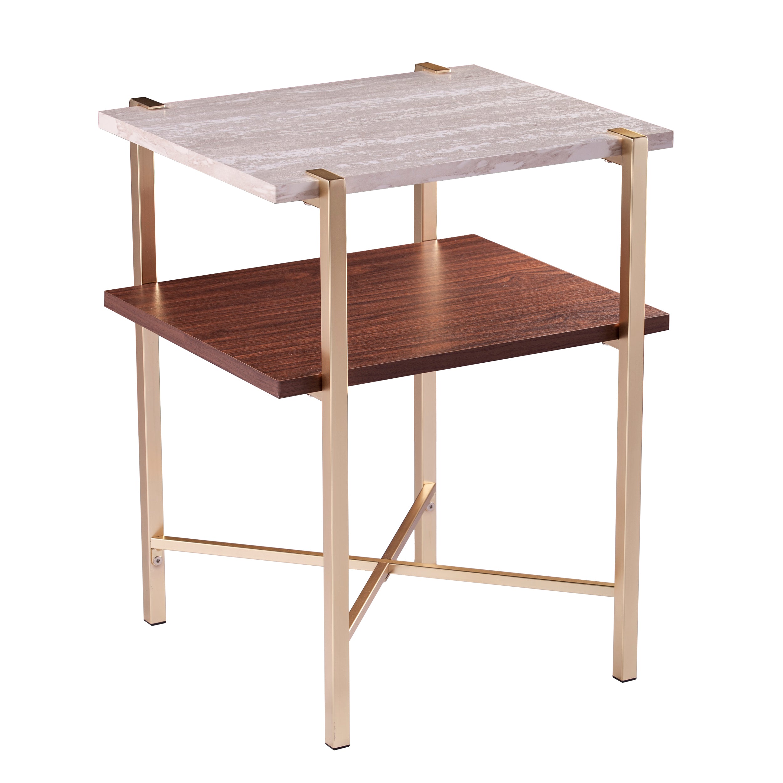 Ardmillan Square Faux Marble End Table w/ Storage – Vevano