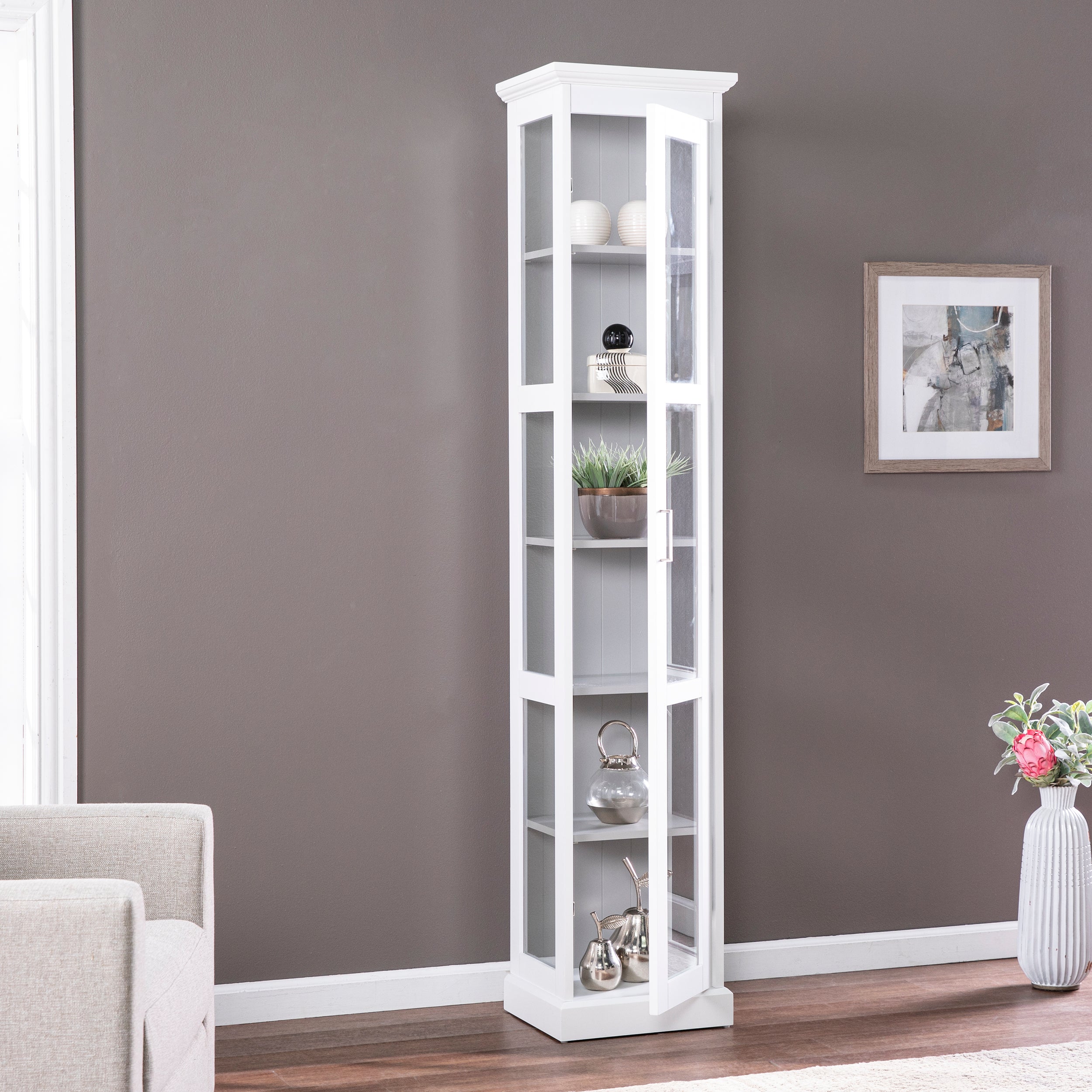 Balterley Tall Curio with Glass Door – Vevano