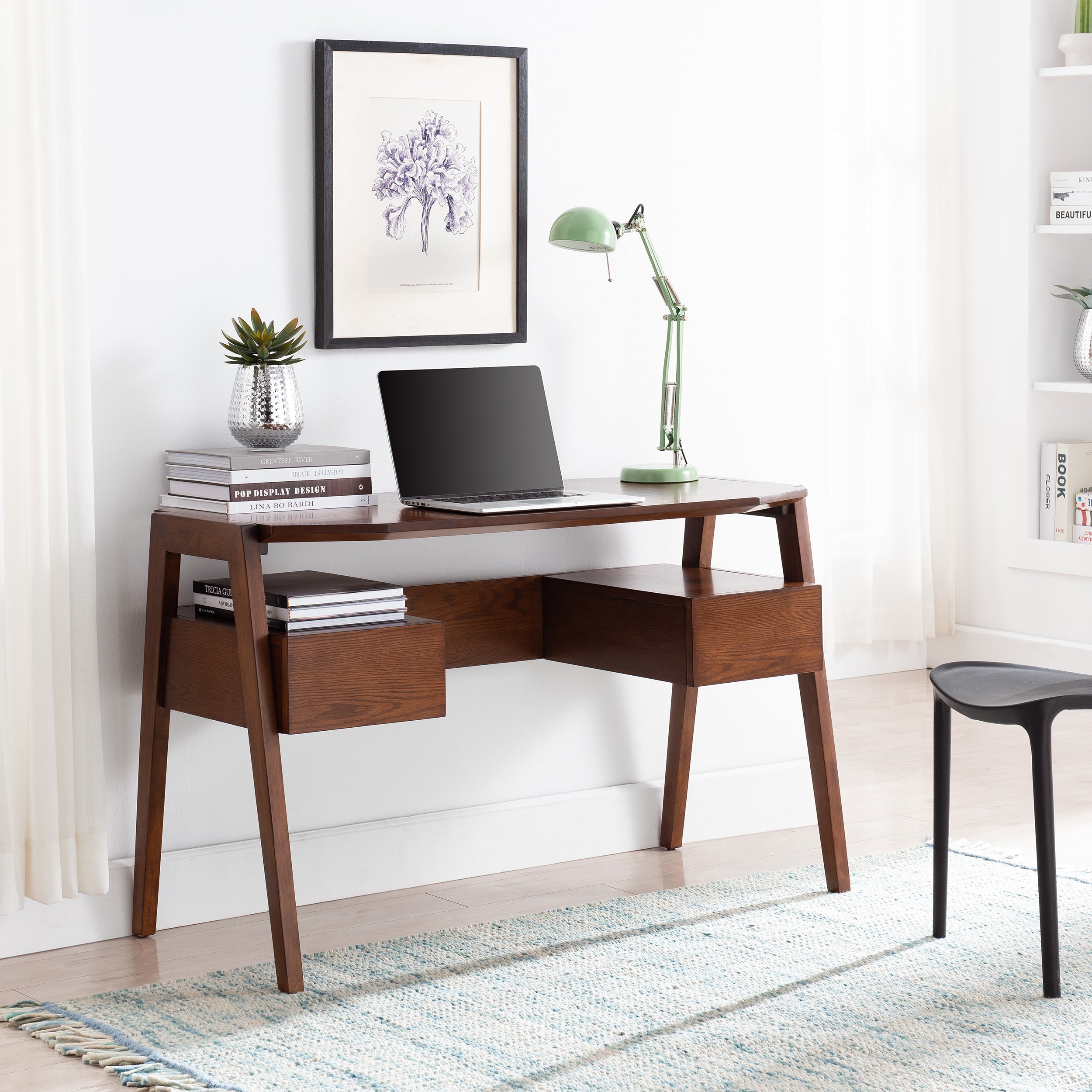 Clyden Midcentury Modern Writing Desk w/ Storage – Vevano