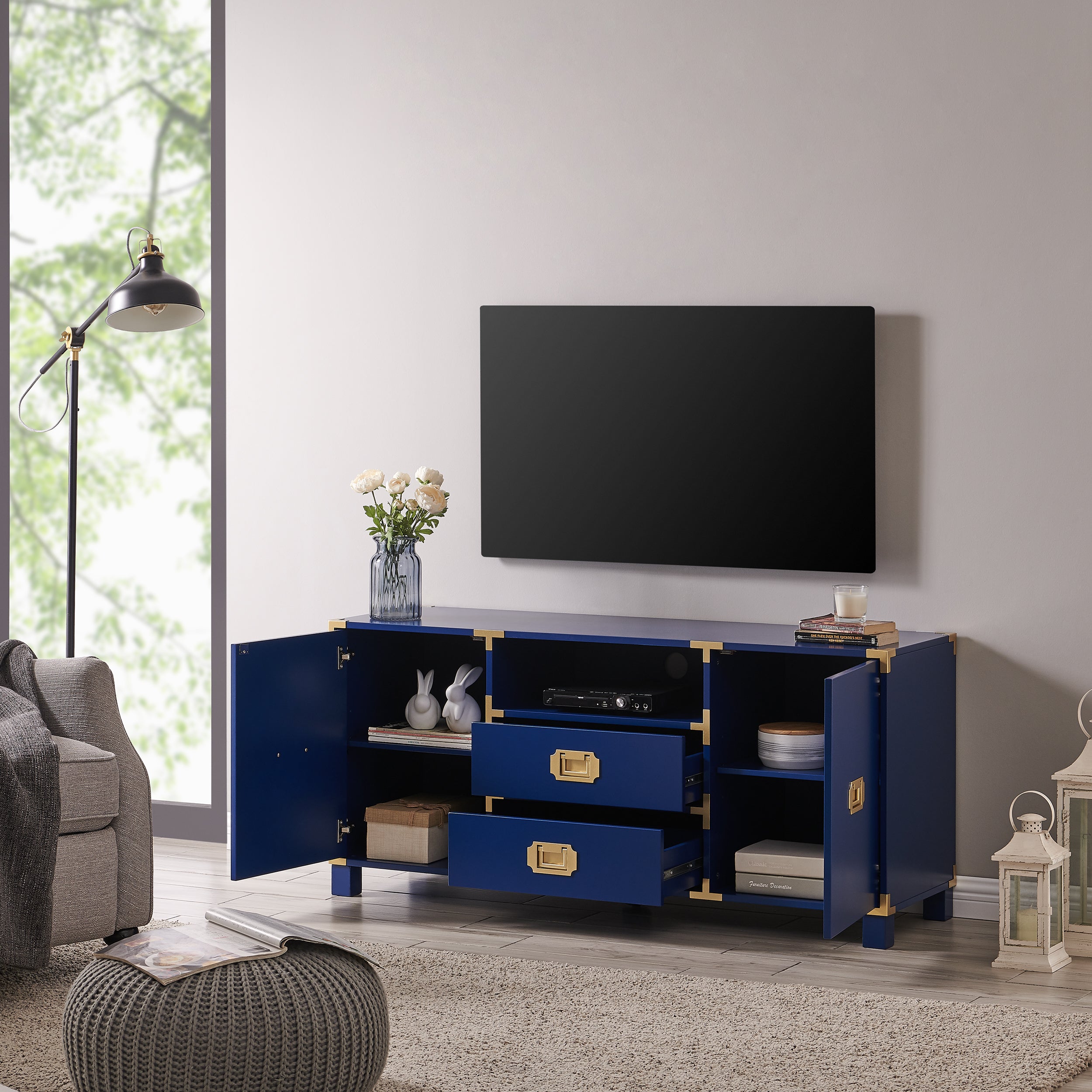 Campaign Entertainment Center Console - Navy – Vevano